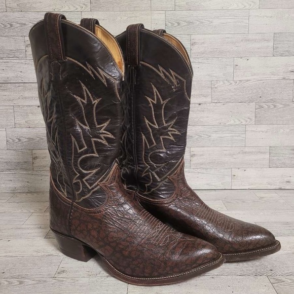 Tony Lama Shoes Vintage Tony Lama Western Brown Caribou Exotic